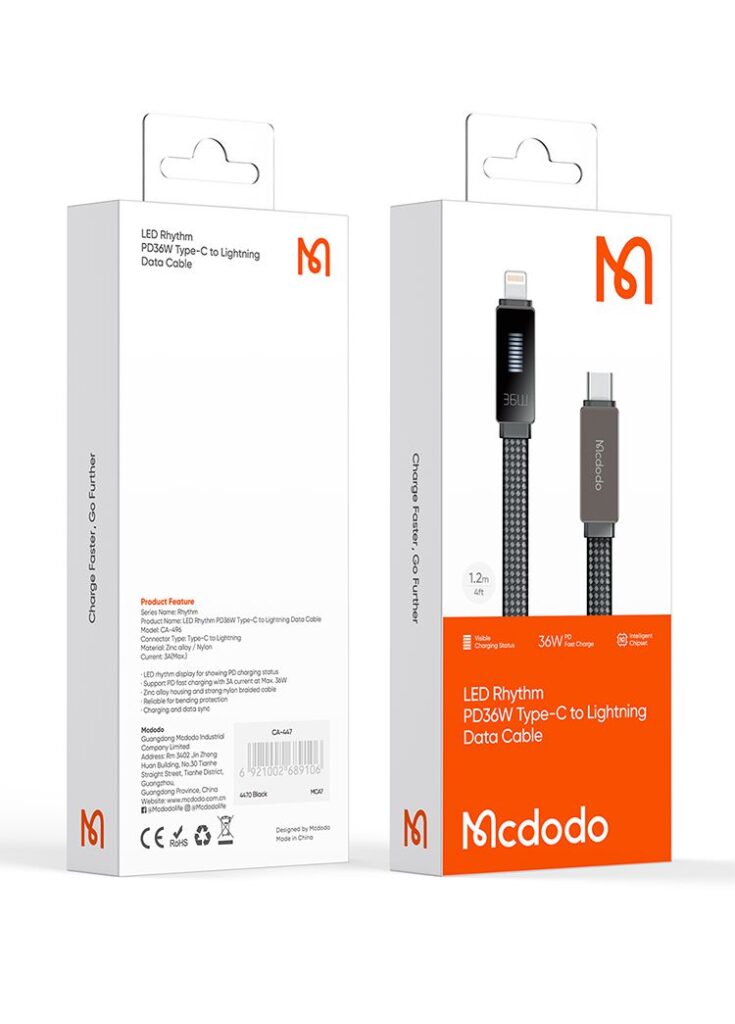 خرید کابل شارژ سریع تایپ سی به لایتنینگ 36 واتی مک دودو مدل MCDODO CA ...