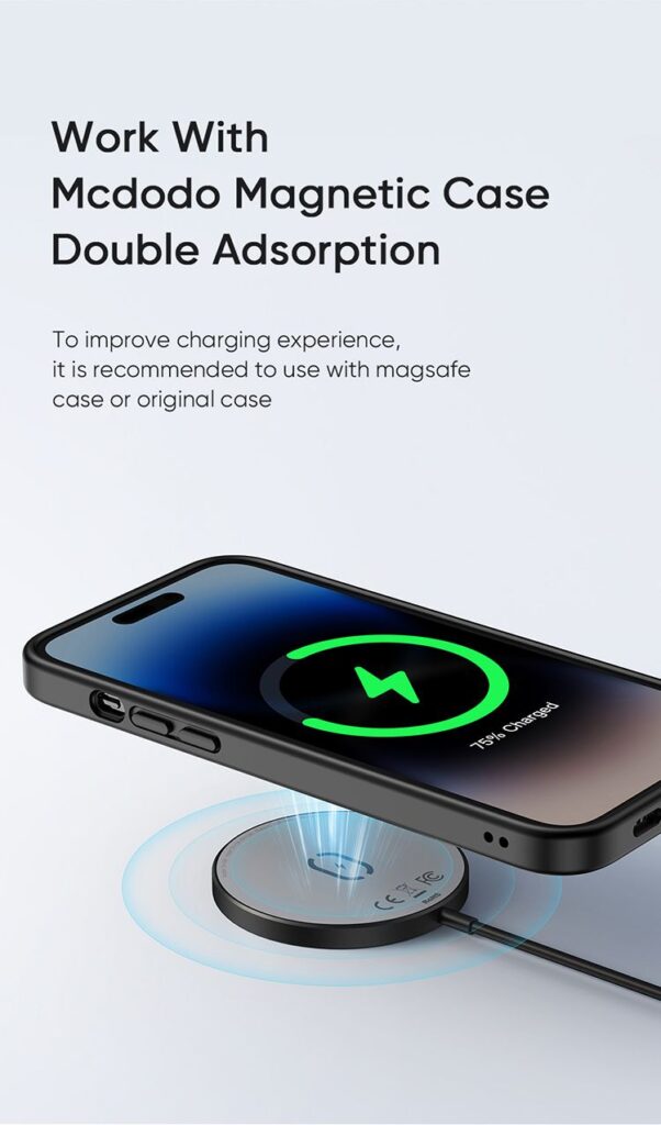 خرید شارژر وایرلس مگ سیف مگنتی مک دودو مدل MCDODO CH-4360 توان 15 وات ...