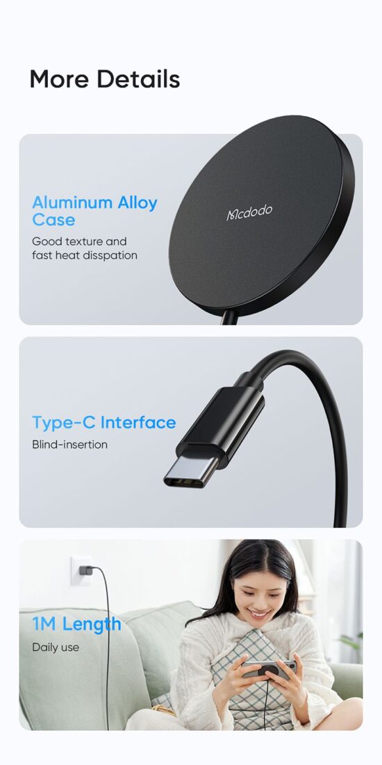 خرید شارژر وایرلس مگ سیف مگنتی مک دودو مدل MCDODO CH-4360 توان 15 وات ...