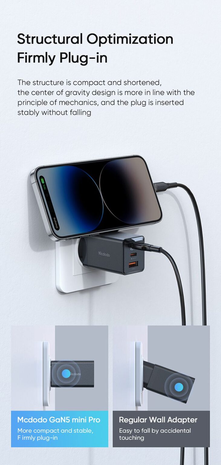 خرید شارژر آداپتور دیواری مینی 3پورت 67وات مک دودو مدل MCDODO CH-1541 ...