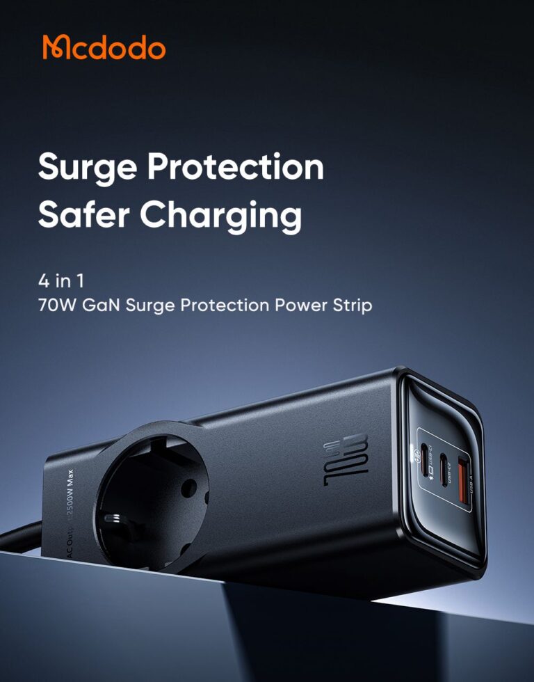 خرید آداپتور شارژ و چند راهی محافظ برق 70 وات مک دودو مدل MCDODO GaN CH ...