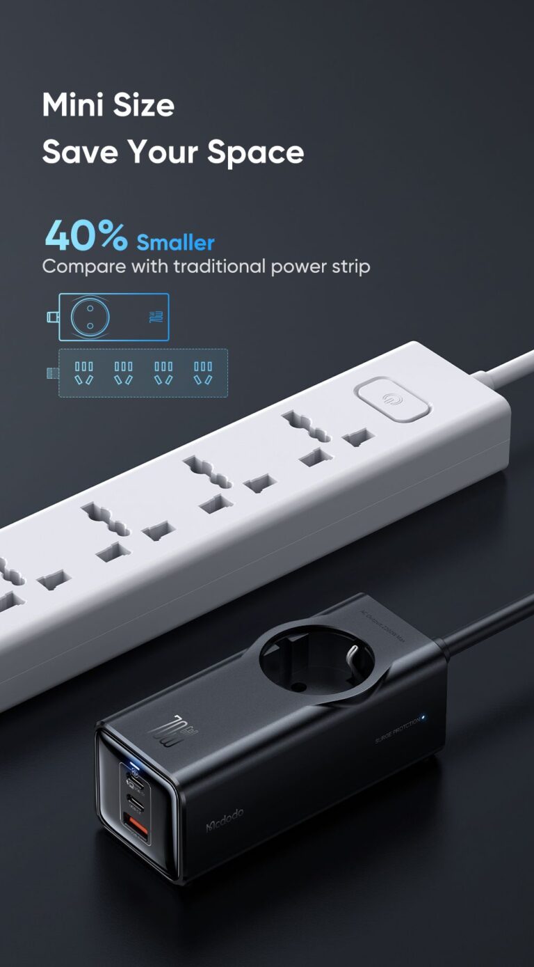 خرید آداپتور شارژ و چند راهی محافظ برق 70 وات مک دودو مدل MCDODO GaN CH ...