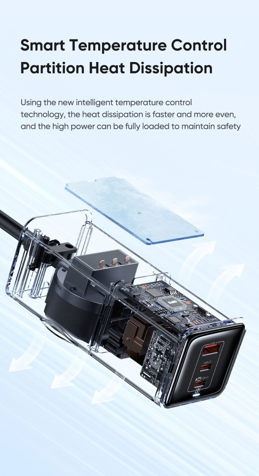 خرید آداپتور شارژ و چند راهی محافظ برق 70 وات مک دودو مدل MCDODO GaN CH ...